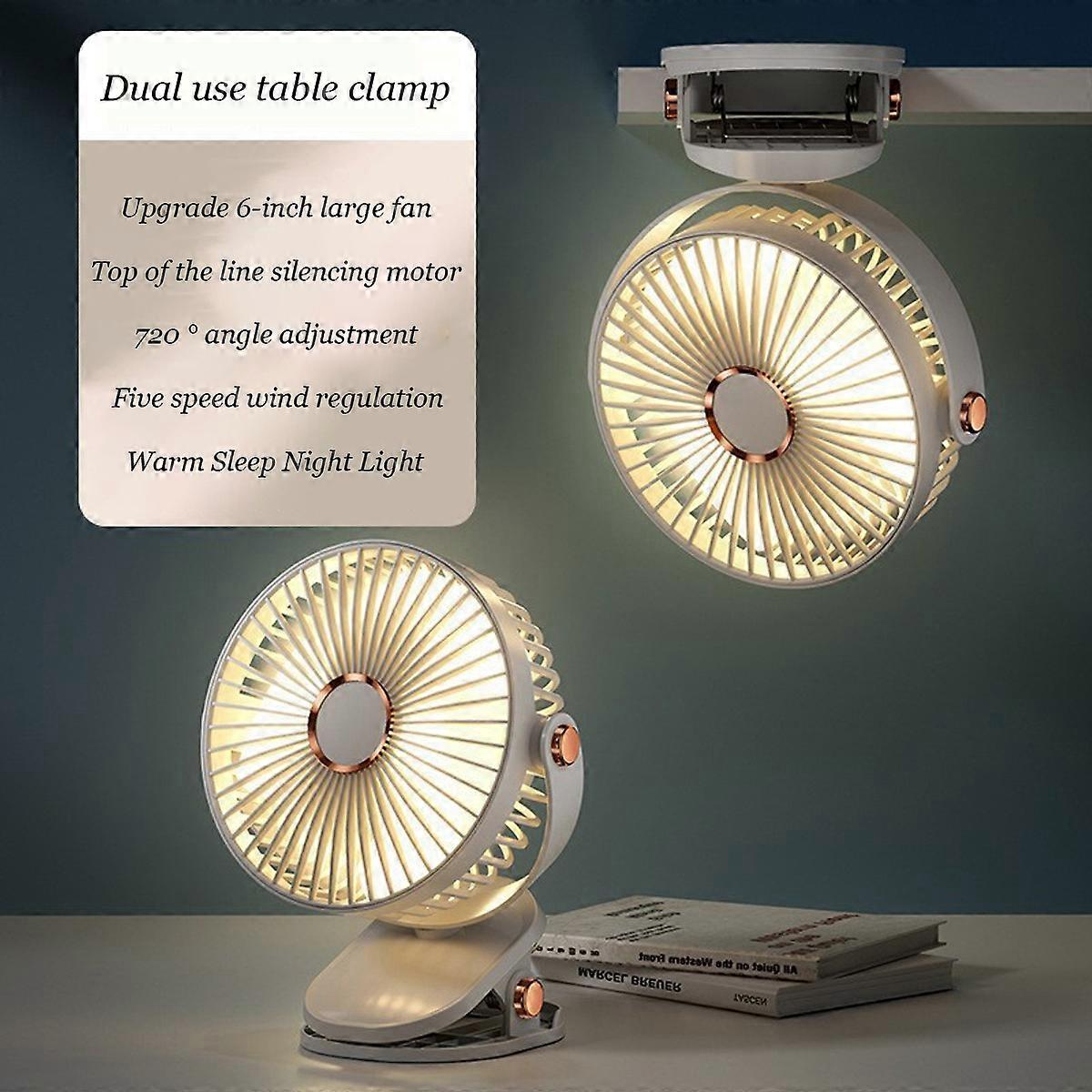 Rechargeable Clip-On Hanging Desk Air Conditioning Fan, 360° Rotate ...