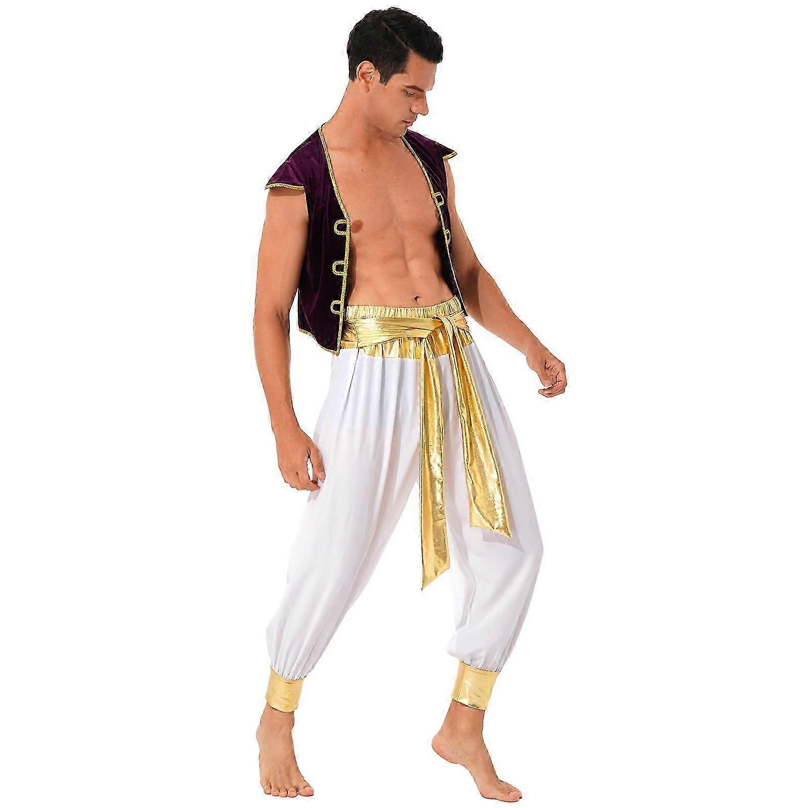 Adult Arab Prince Costume Mens Persian Arabian Halloween Role Play Vest ...