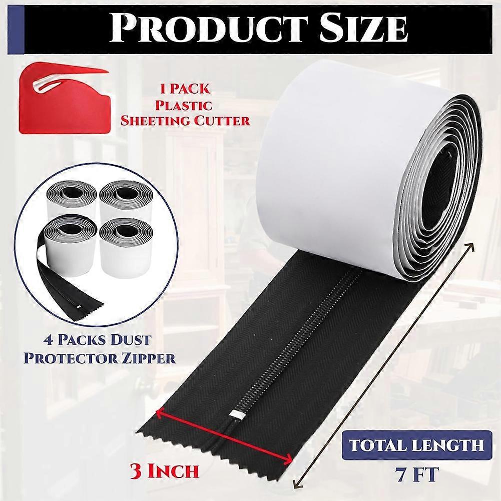 4 Pack Dust Protector Zipper,with Plastic Sheeting Cutter, Double Sided ...