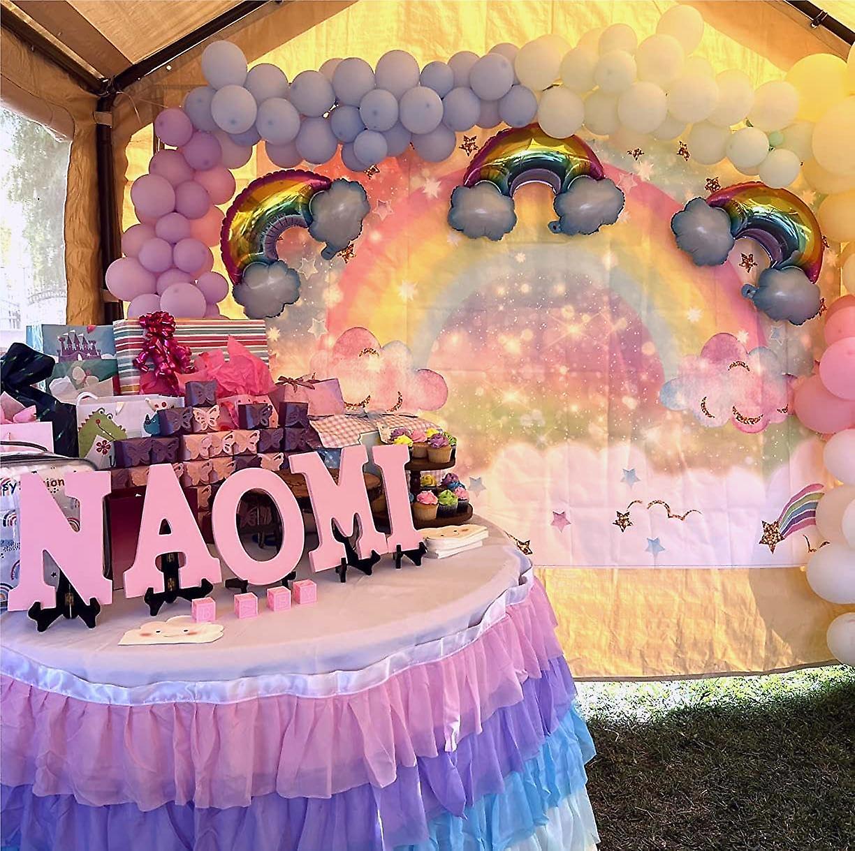 Rainbow Backdrop 7x5ft Pastel Rainbow Birthday Party Decorations ...