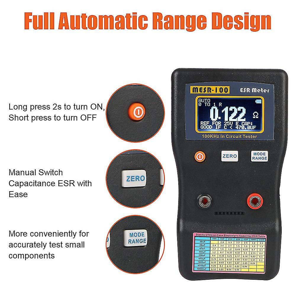 Diagnostic-tool capacitor tester capacitance ohm meter mesr-100 ...