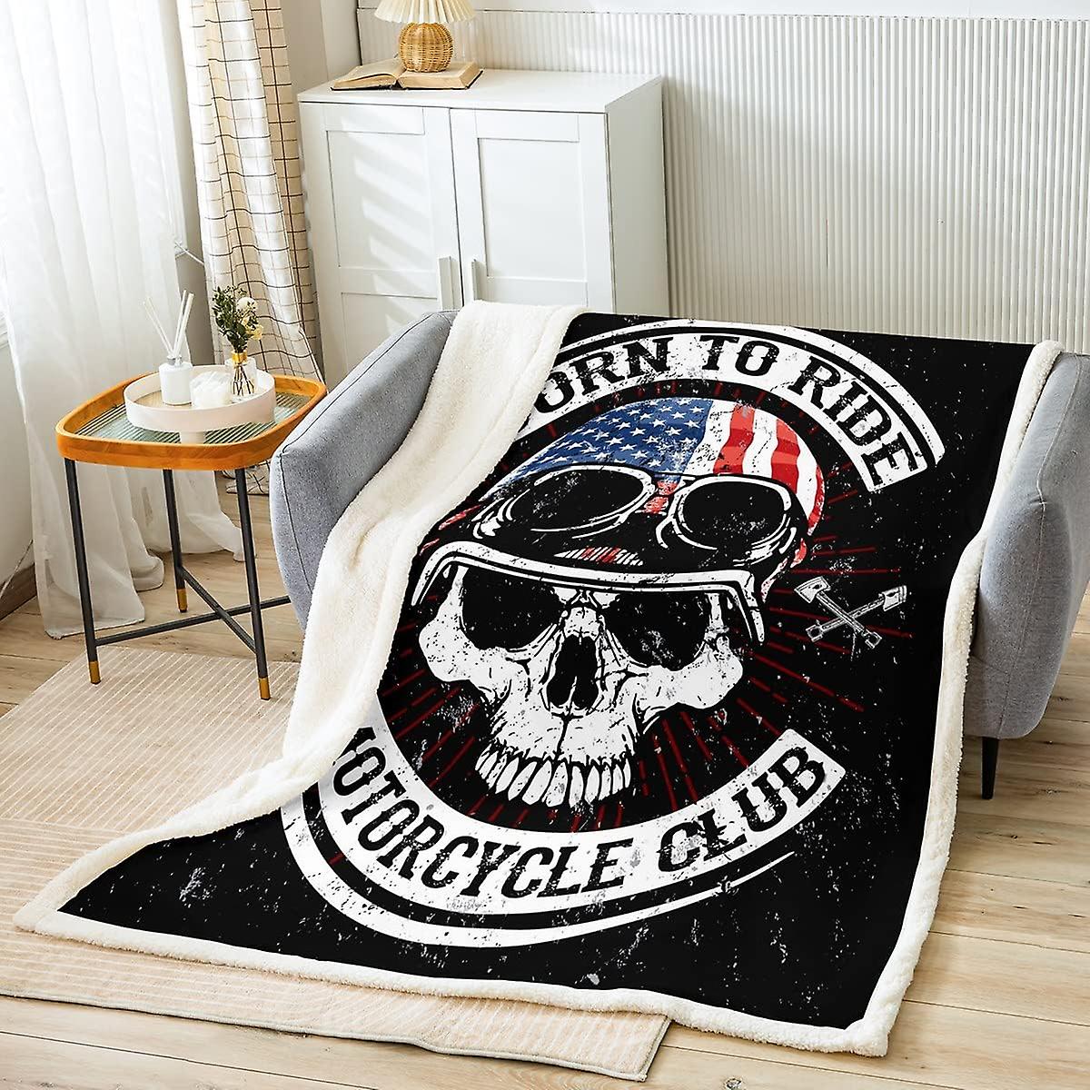 Motorcykel Rider Kaste tæppe til seng Sofa Drenge Piger Retro Cool ...