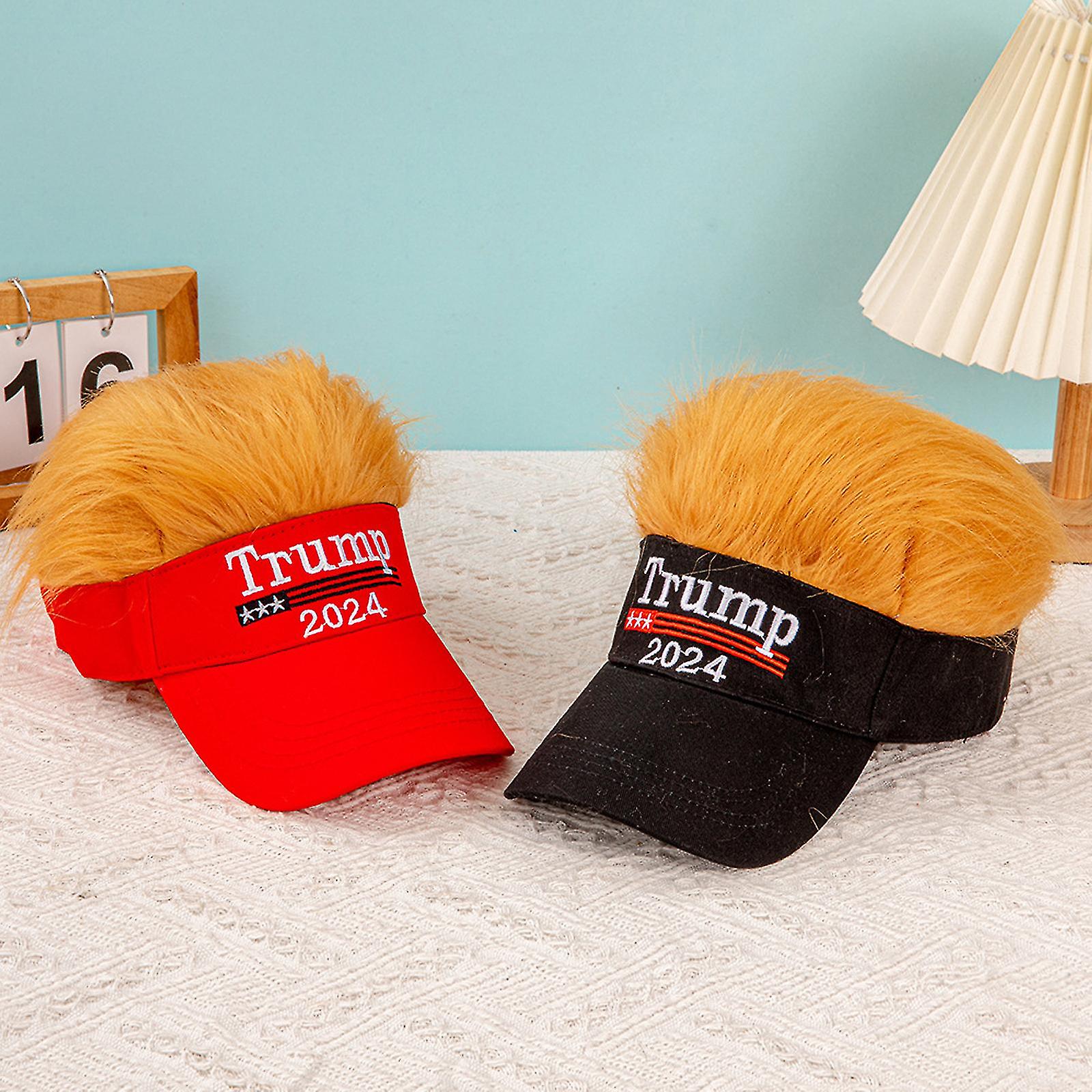 New Upgraded Trump 2024 Hat With Hair,Donald Trump Make America Great ...