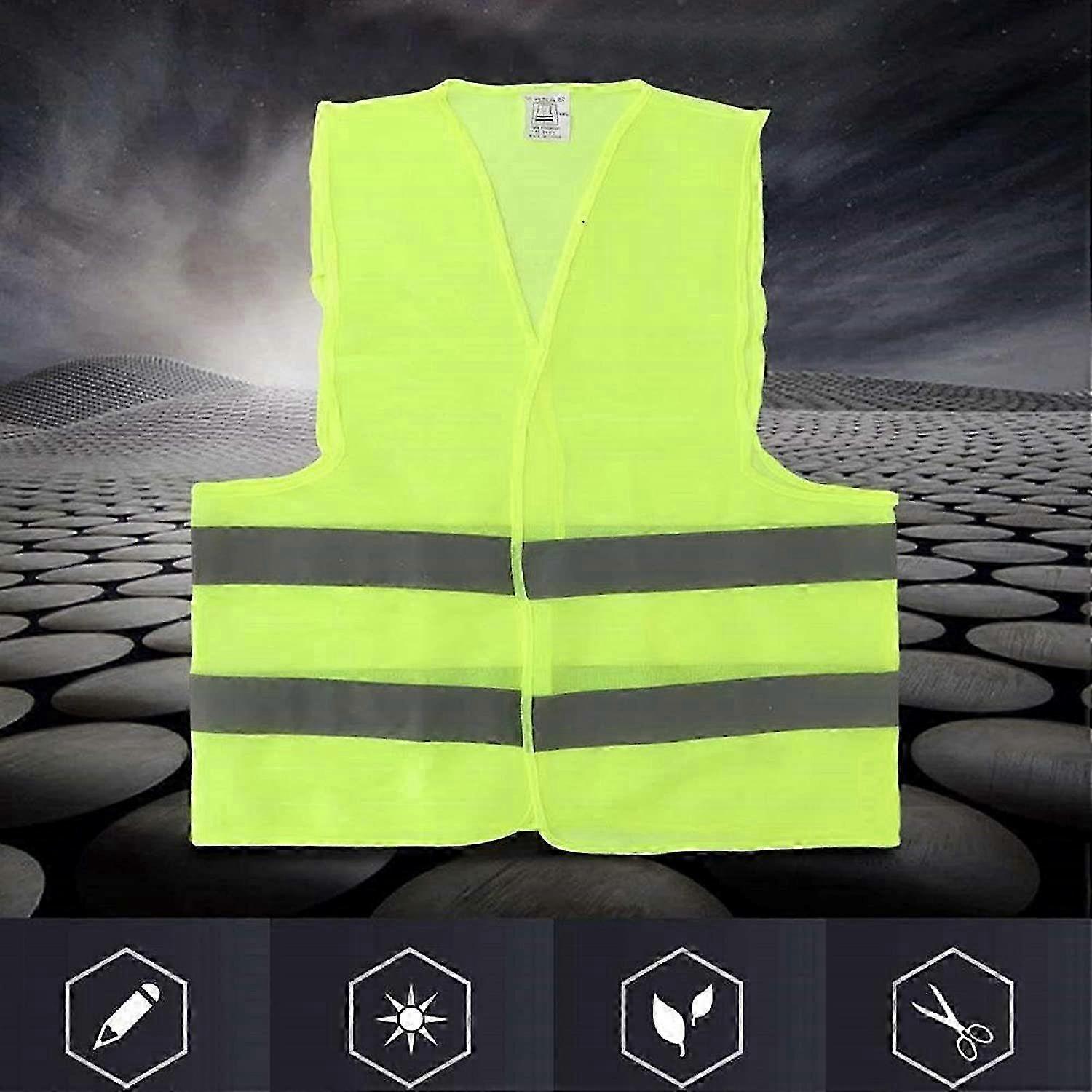 Pack of 8 high-visibility vests, neon yellow, reflective vest, accident vest, 360-degree ...