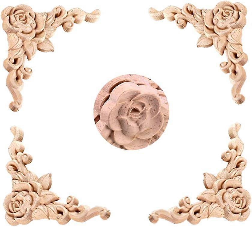 Moulure Decorative Bois 4 Pices Bois Sculpt d'angle Decoratif Moulure ...