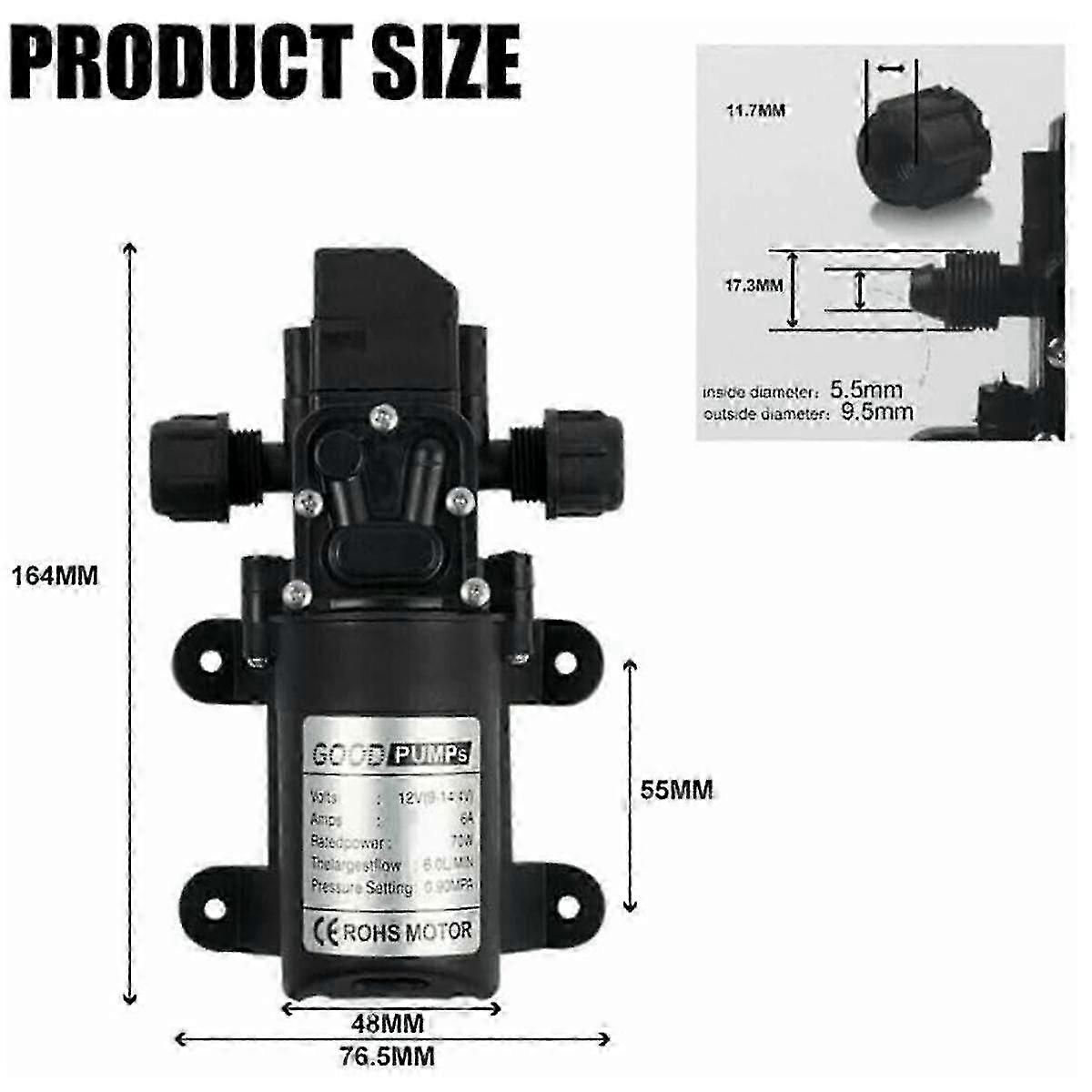12V vattenpump, 12 volts vattenpump, DC 12V 6A 70W elektrisk vattenpump ...