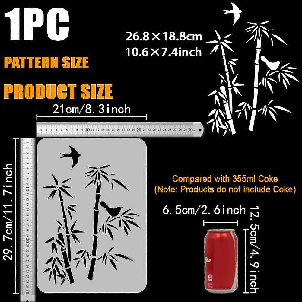 Bamboo Bird Painting Stencil 8.3x11.7inch Reusable Bamboo Stencil ...