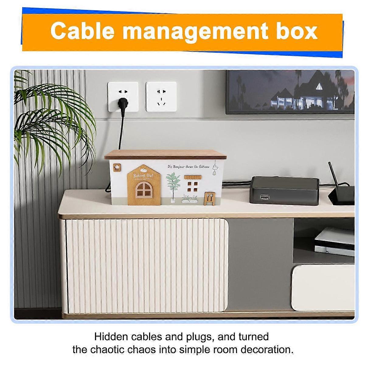 Cable Management Box, Wood Extension Cord Organizer, Handmade Power ...