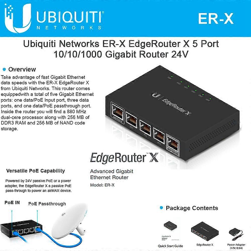 UBNT ER-X Home Office Mini 5-port Weak Current Box Router Fiber ...