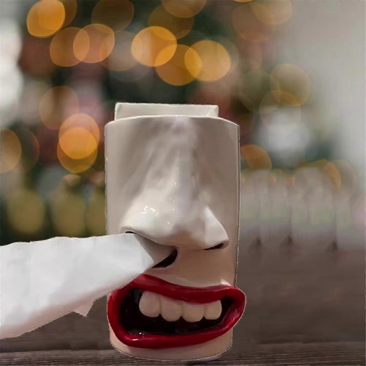 Funny Face Tissue Holder Big Nose Tissue Box Handmade Storage Box Pen ...