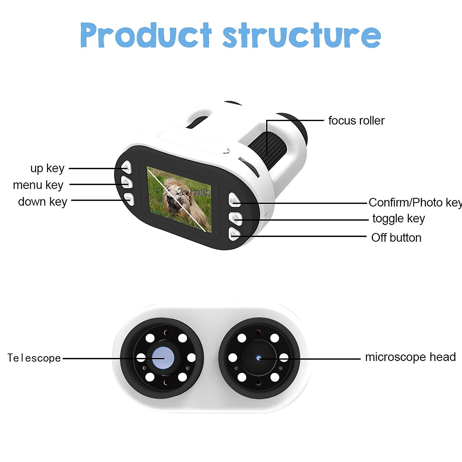 Pocket Microscope & Telescope for Kids Single Lens with LED Light 2 ...