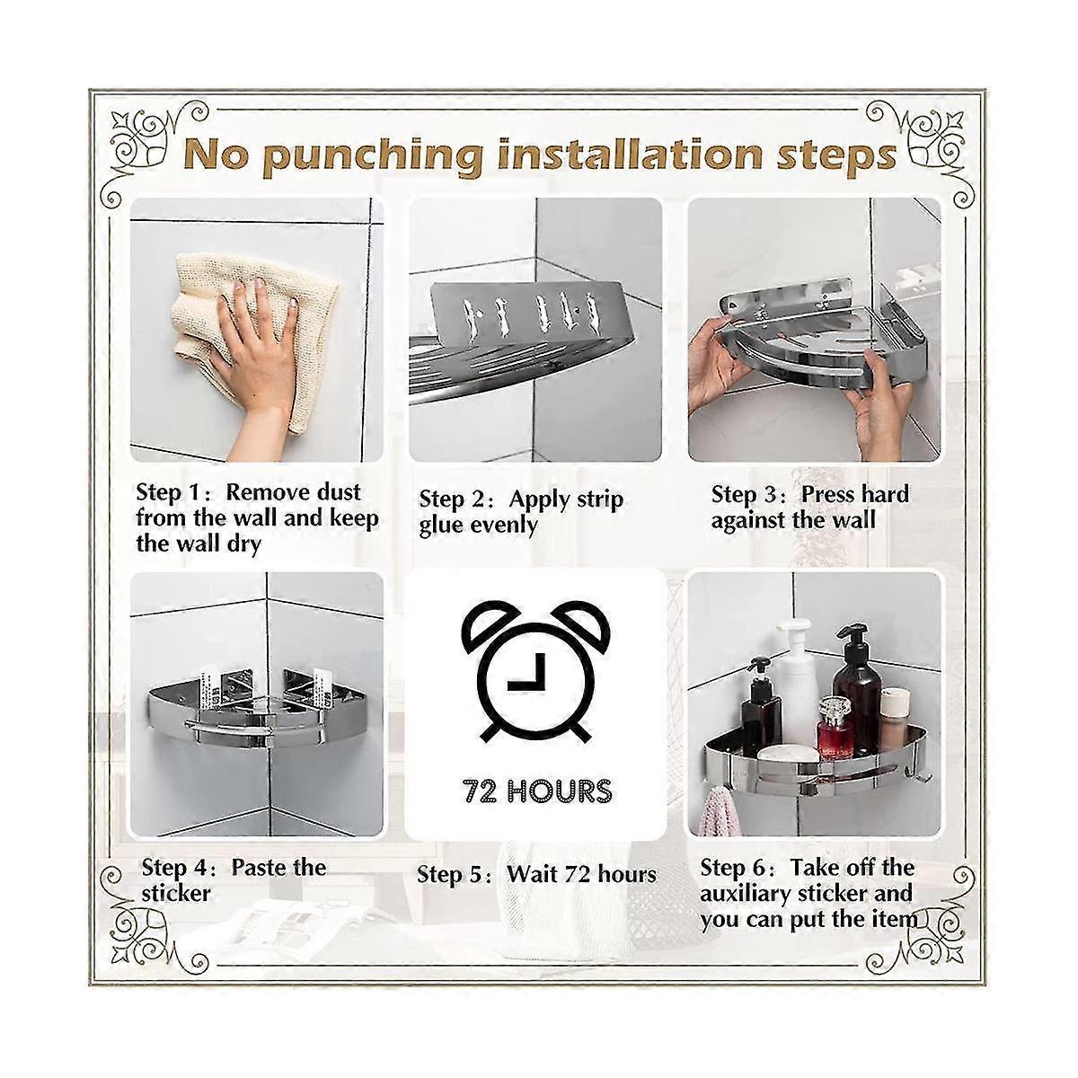 Corner Shelf 304 Stainless Steel Shower Storage Rack Aluminum Shampoo ...