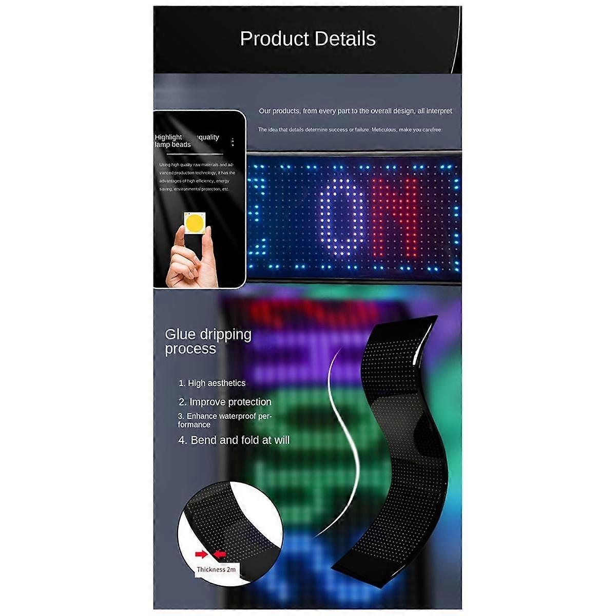LED Matrix Panel Programmable Flexible Screen IP65 Display Animation ...