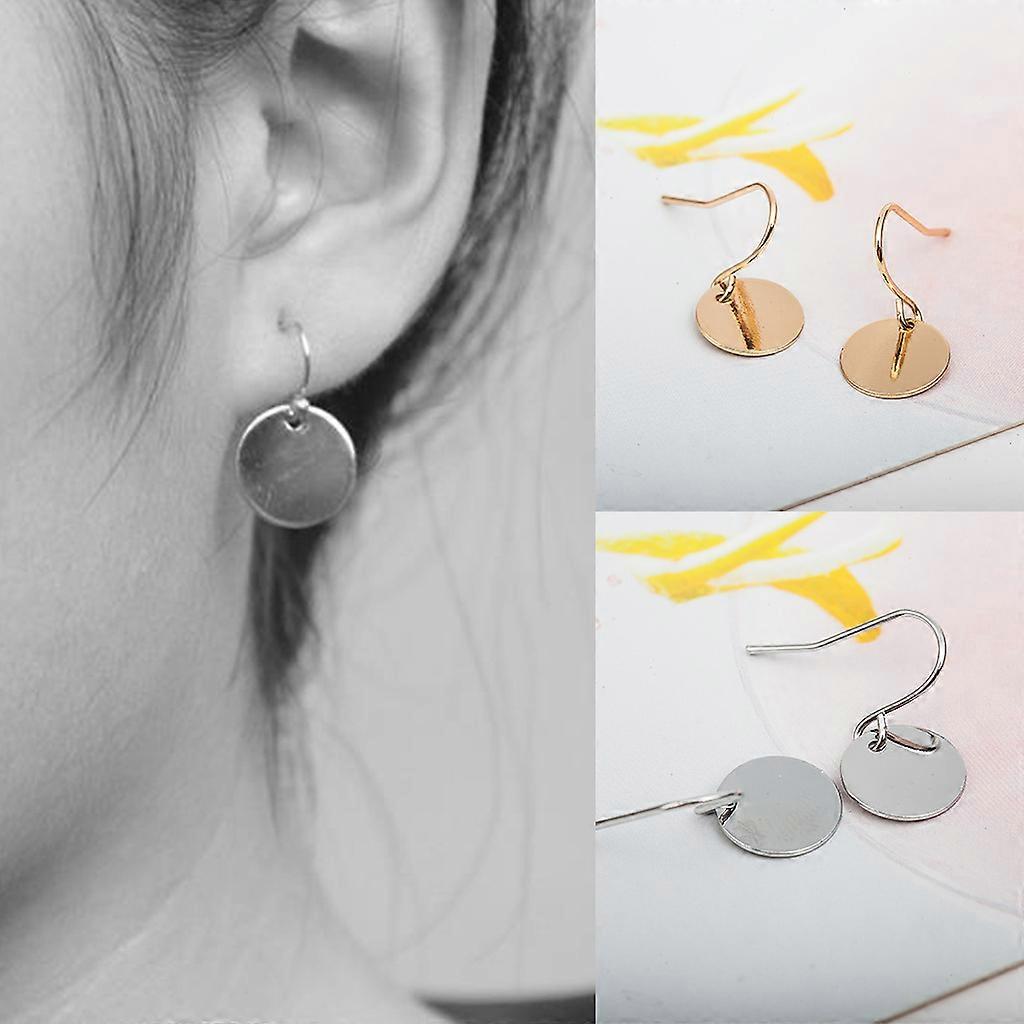 Circle Round Disc Drop Earrings Small Cute Coin Dangle Hoop Earrings ...