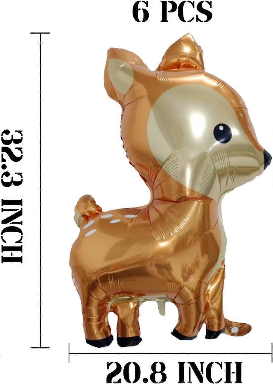 Deer Balloons 6 Pcs Foil Helium Deer Shaped Animal Party Balloons ...