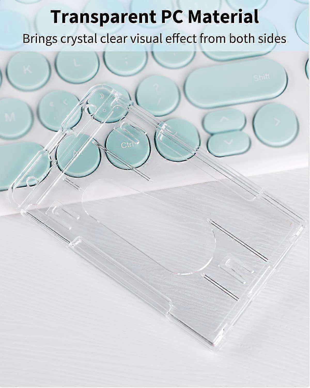 5 Pcs Vertical 2 Card Badge Holder with Thumb Slot Clear Hard PC Case ...