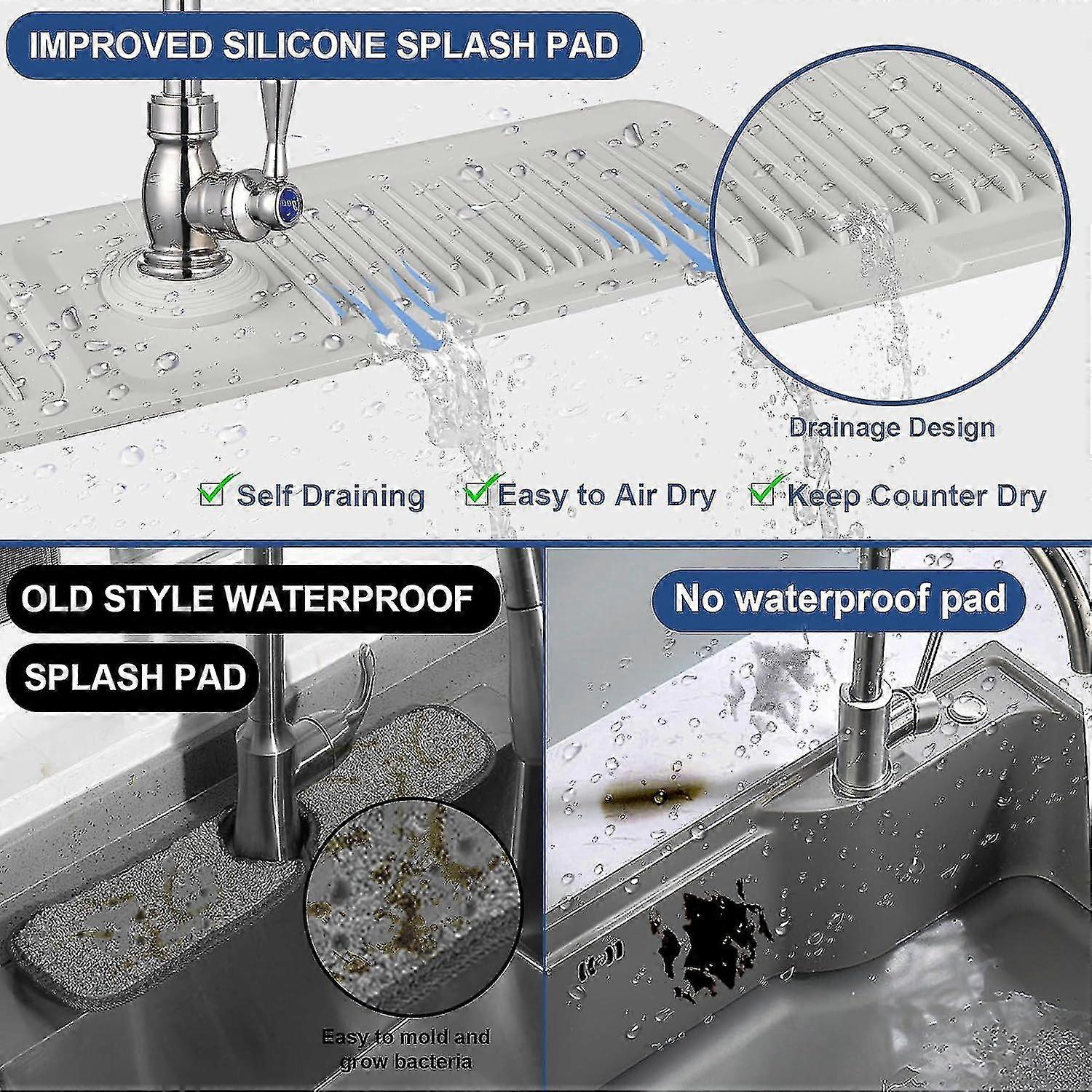 Kitchen Splash Guard For Sink, Silicone Sink Faucet Mat Splash Guard ...