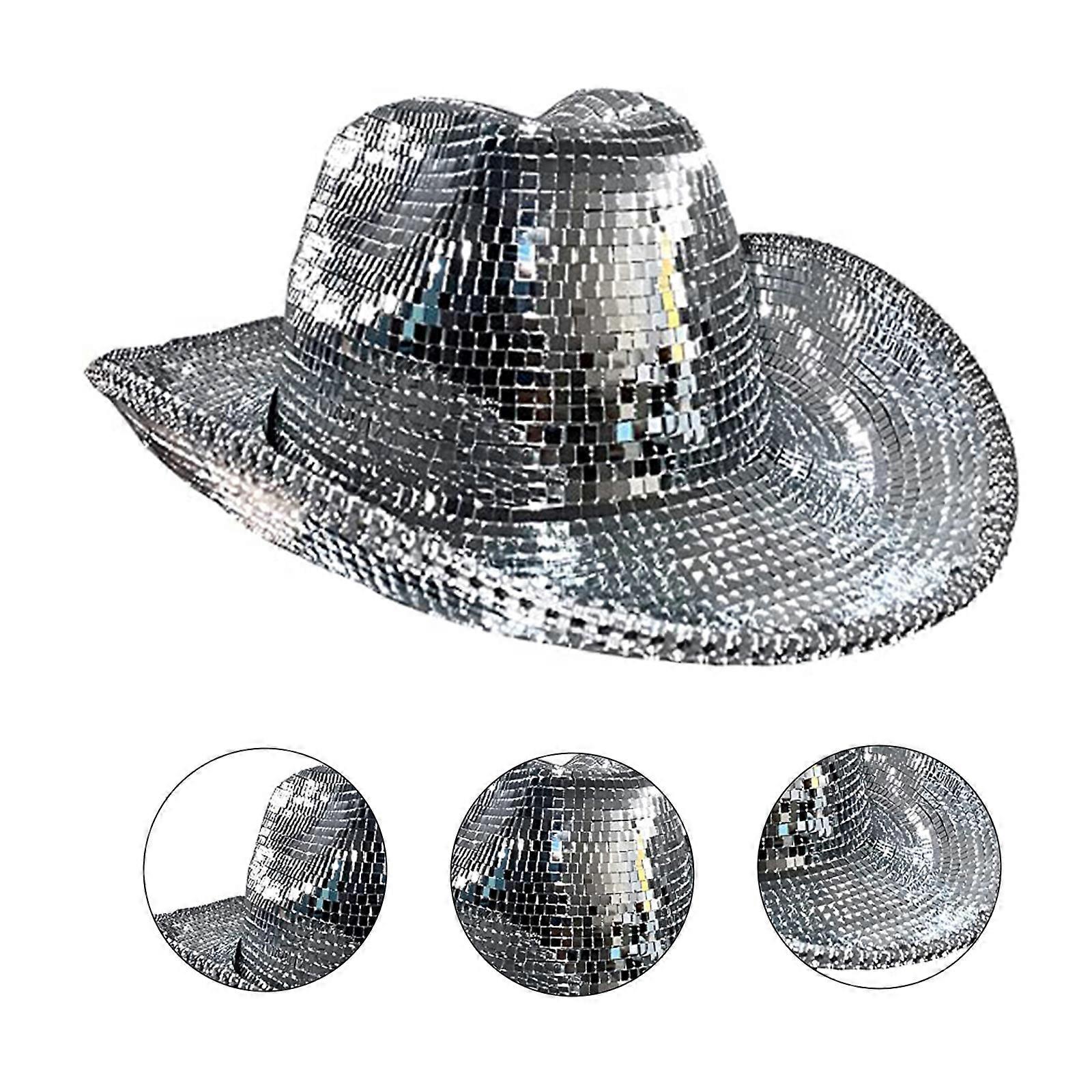 Disco Cowboy hat Full mirror Western top Hat Holiday ball dress up ...
