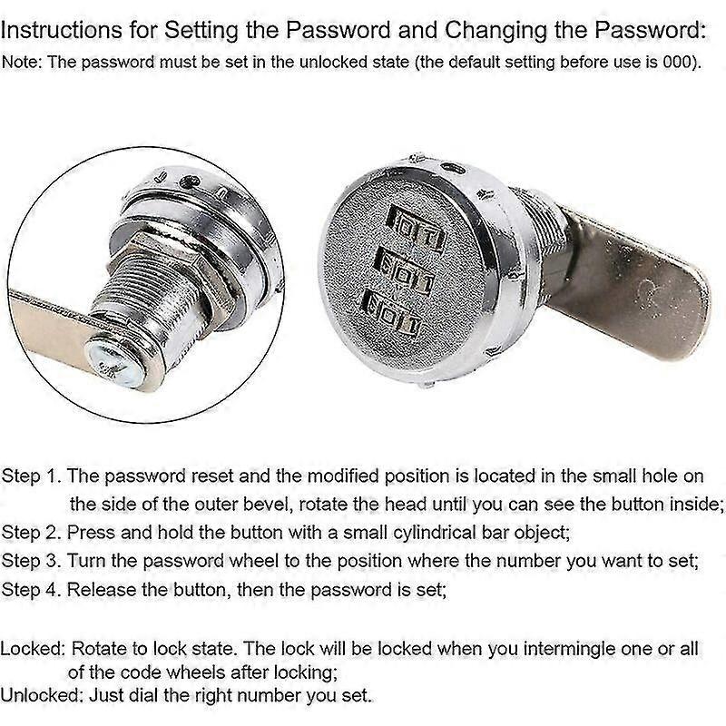 Combination lock coded cupboard drawer lock digital mechanical 3 digit ...