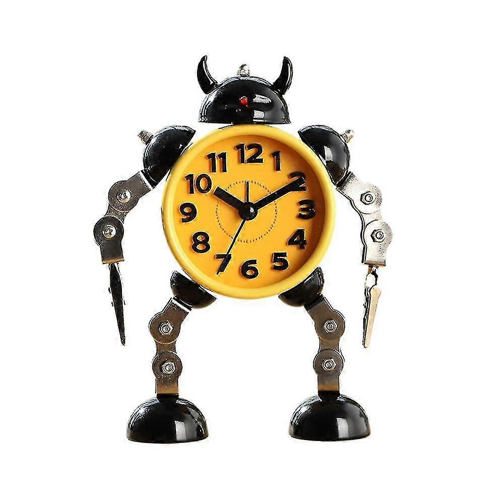 Clock,loud Cute Alarm Robot Clock Non-ticking,desk Clock Cartoon Kids ...