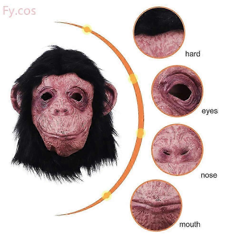 Monkey Full Face Mask Animal Latex Head Carnival Party Cosplay Helmet ...