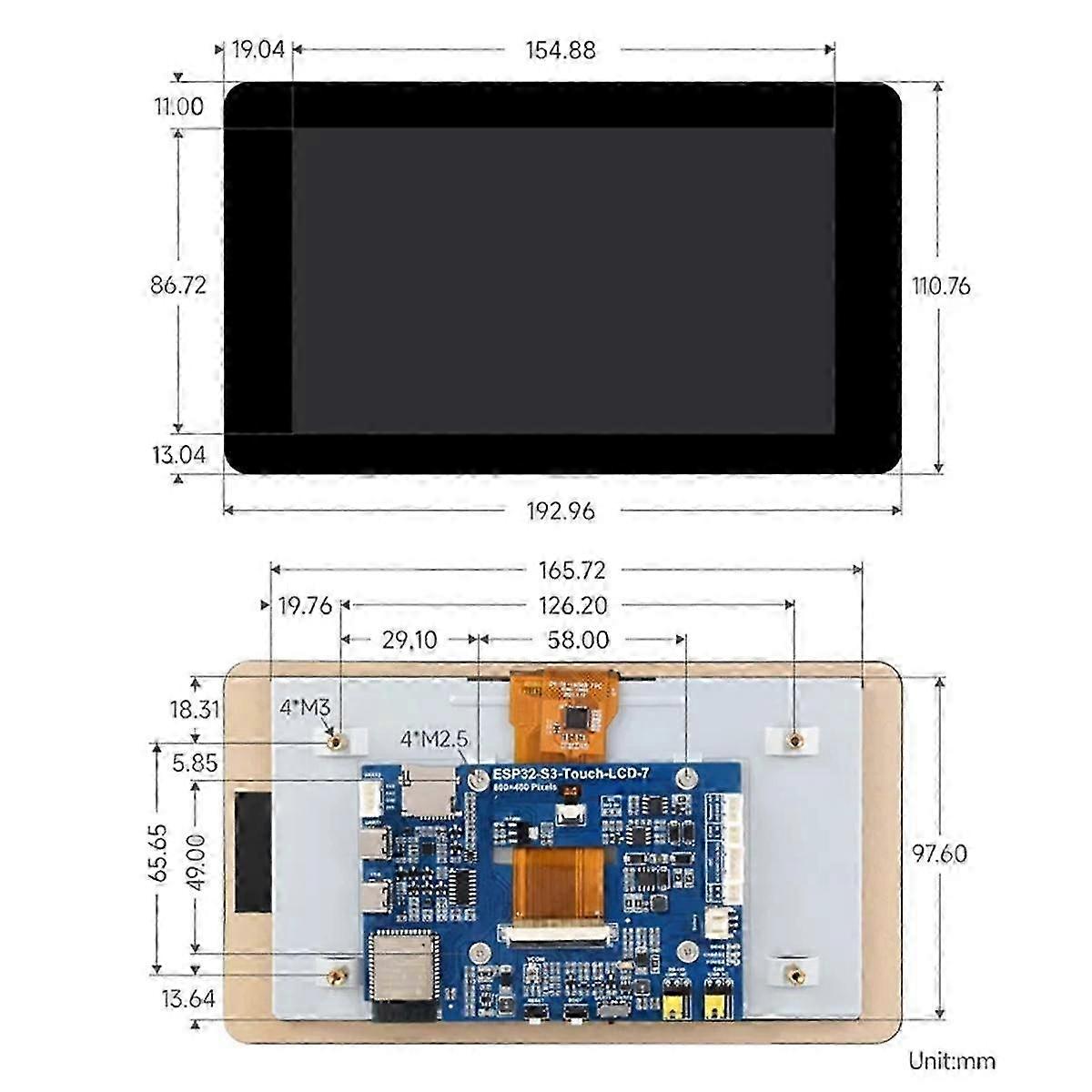 ESP32-S3 Development Board 7-Inch Touch Display for GUI LVGL HMI ...