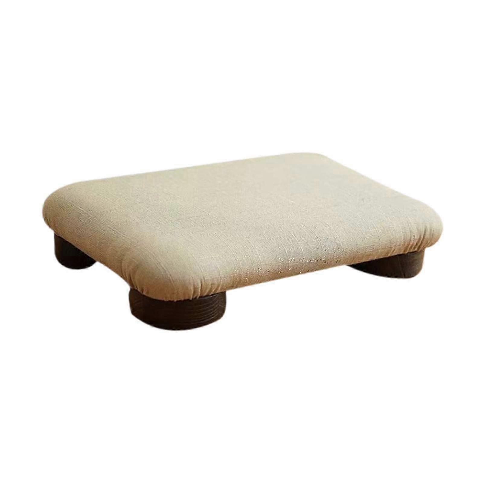Padded Footstool Foot Rest with Wooden Legs Floor Seating Chair Small ...