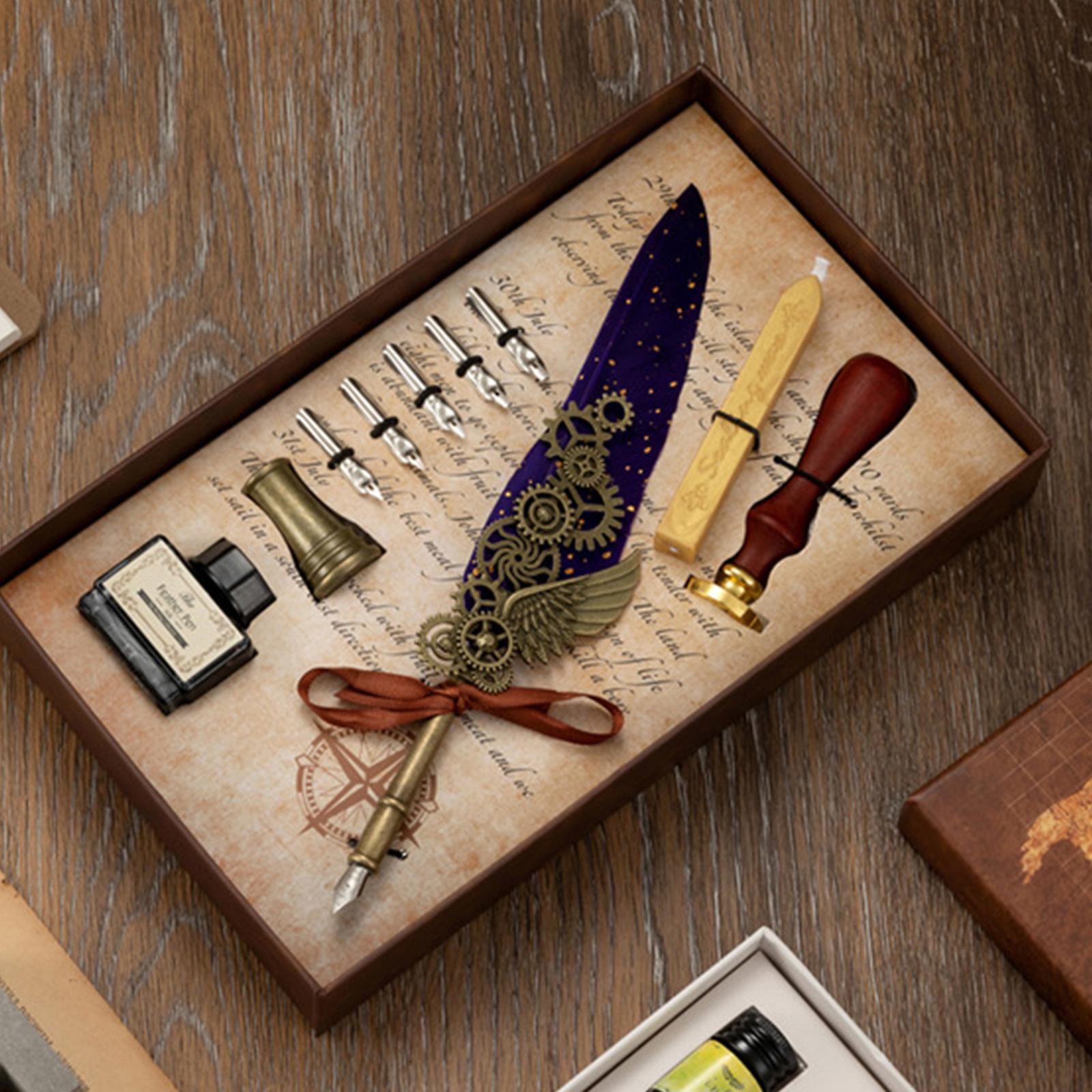 Vintage Calligraphy Dip Pen Set Wood Dip Pen Feather Dip Pen Set Gift ...