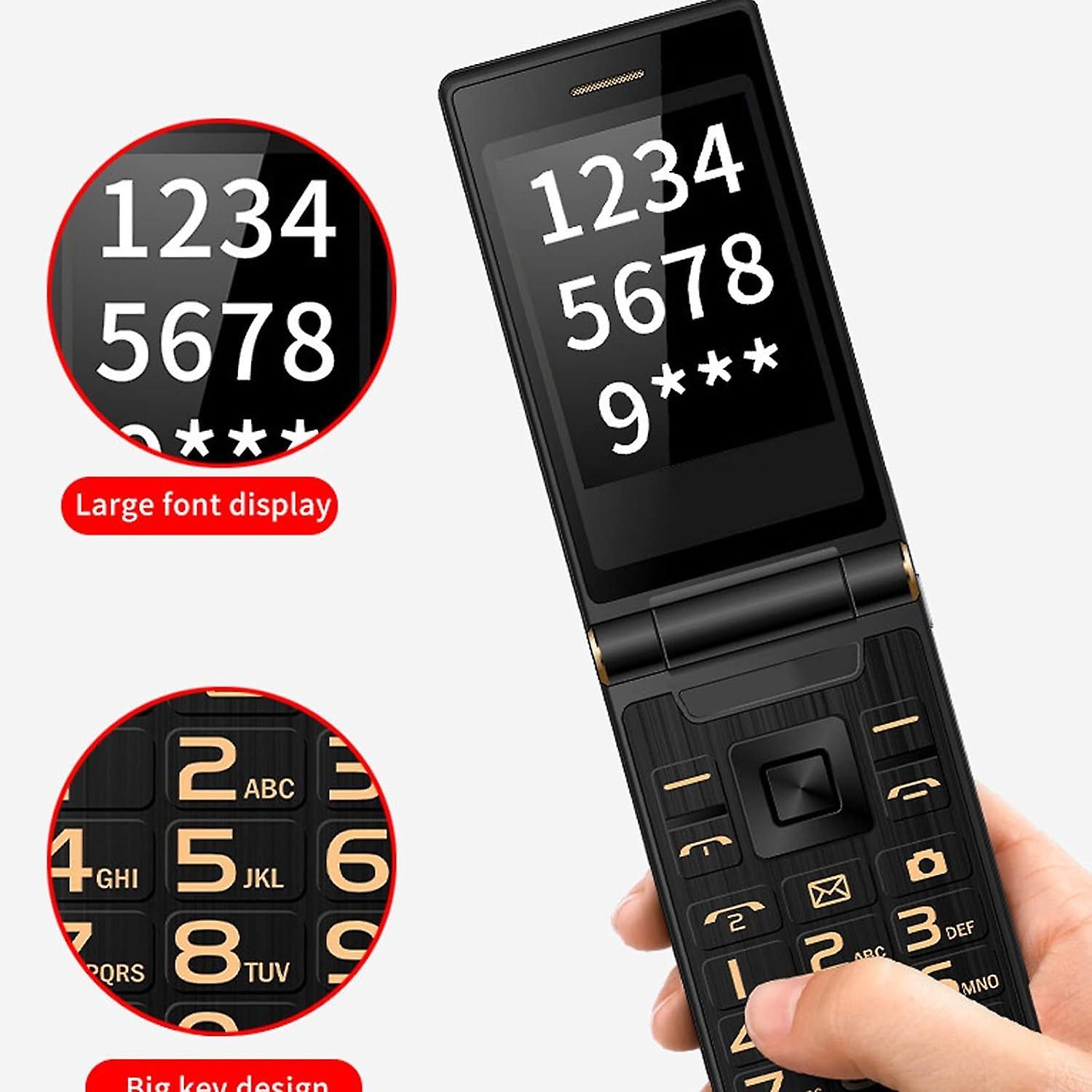 2G Flip Mobile Phone with 2.8in Screen, Easy to Use Big Button Unlocked ...