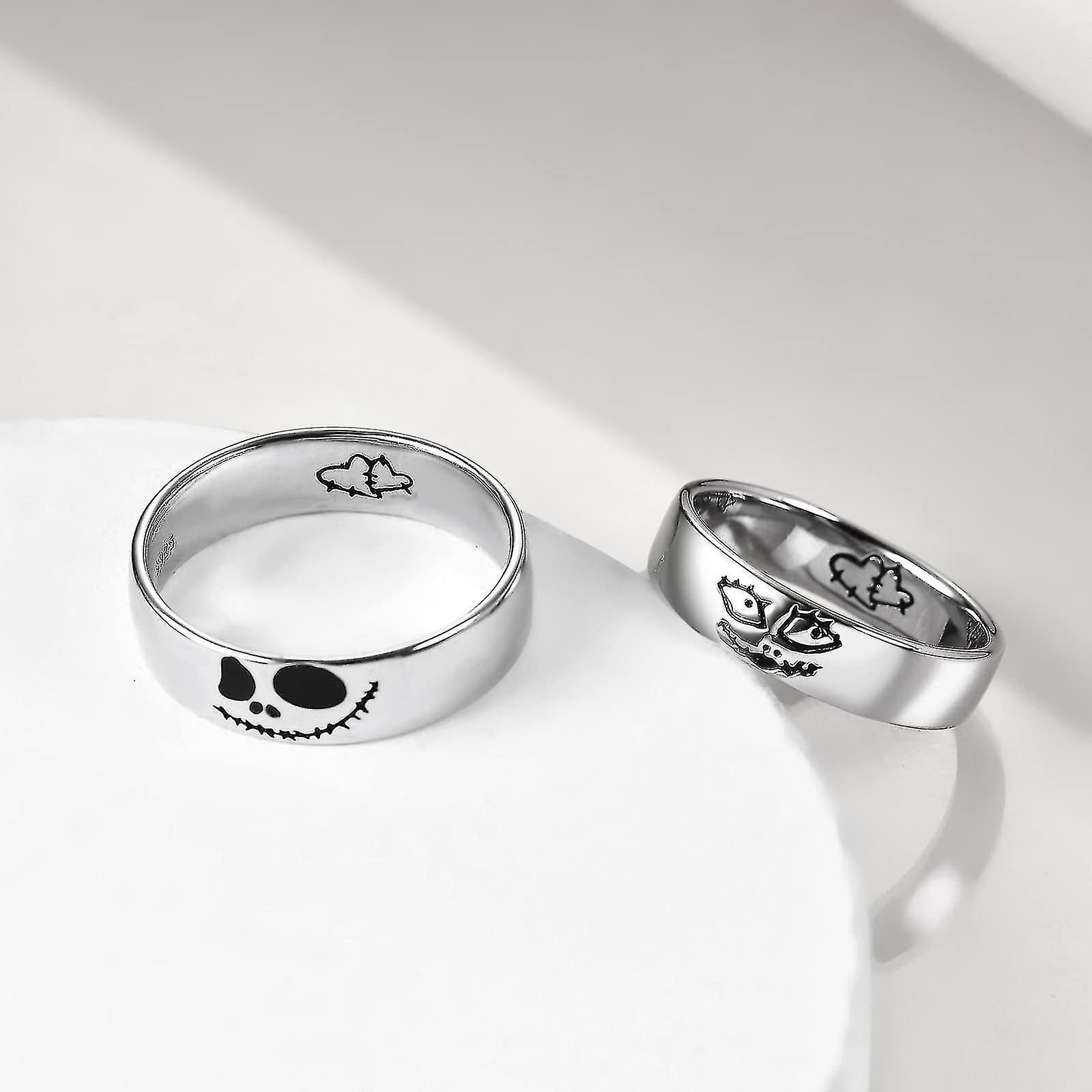 Jack Gothic Couple Rings Sterling Silver Jack And Sally Skull Rings ...