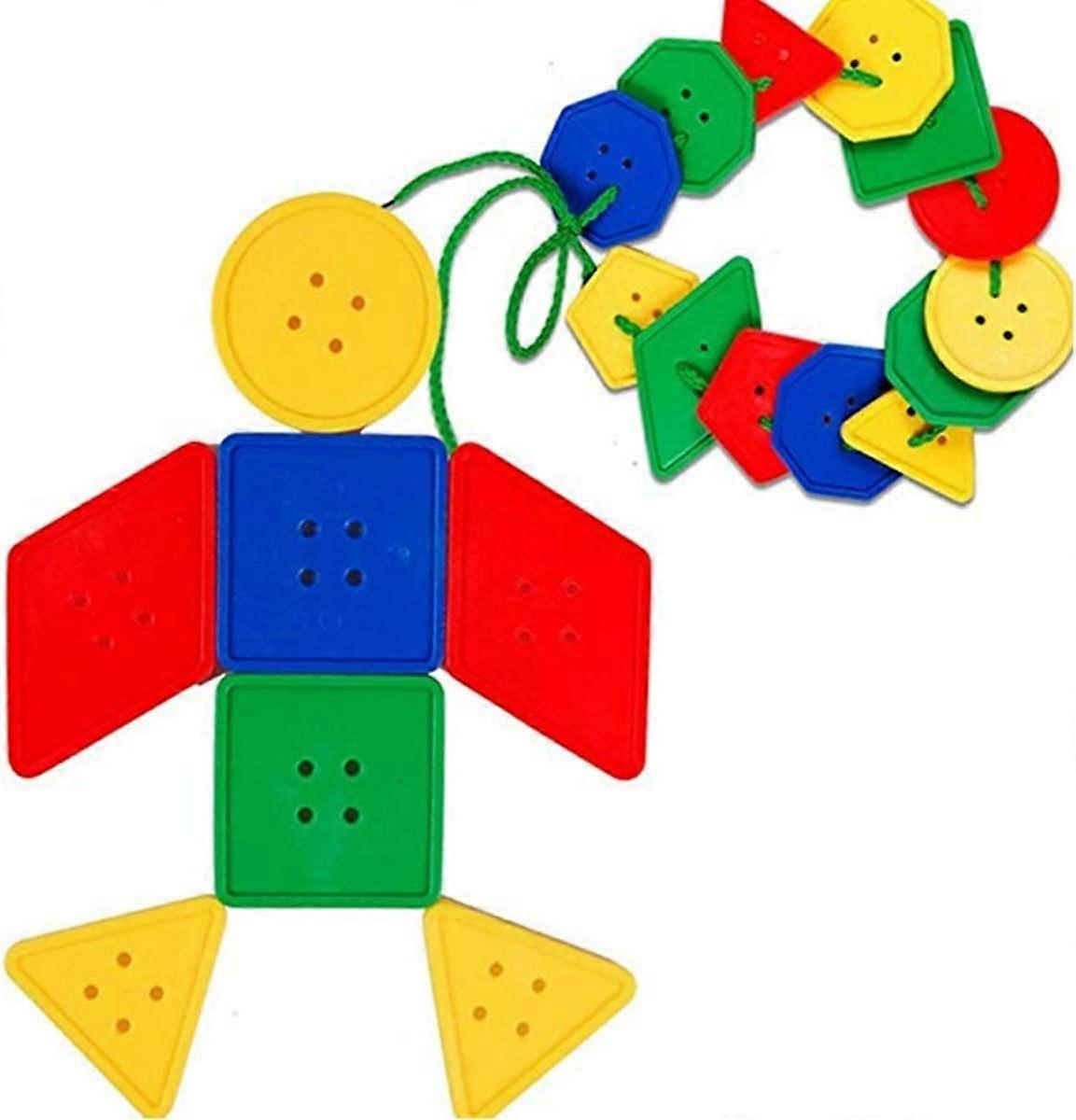 100 Pcs Button Puzzle Toy, Button Lacing Toy, Big Button Threading Toy ...