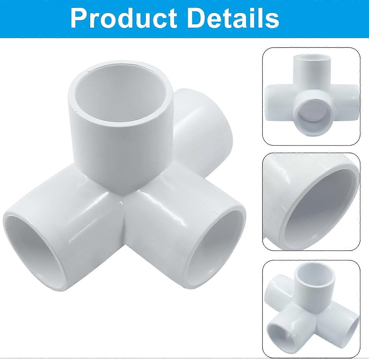 8 Pcs 3/4" PVC Pipe Fitting, 4 Way Elbow Pipe Connector Furniture Grade Corner Fittings PVC ...