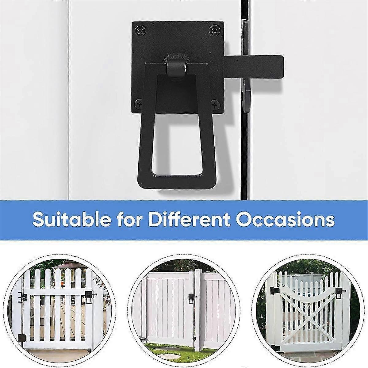 Heavy Duty Gate Latch, Double Side Gate Latches, Matte Black Fence ...