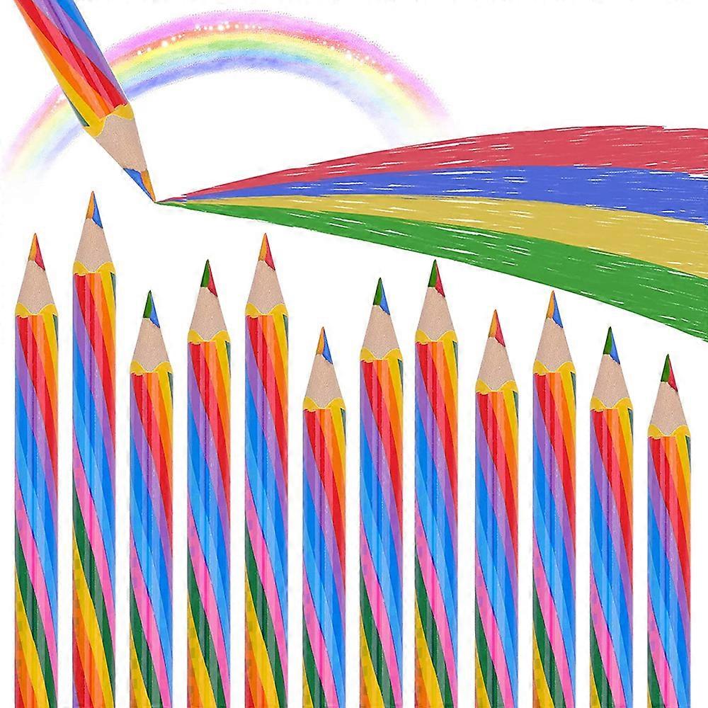 Rainbow Pencils 12 Fun Rainbow Colored Pencils, 4 in 1 Rainbow Colored ...