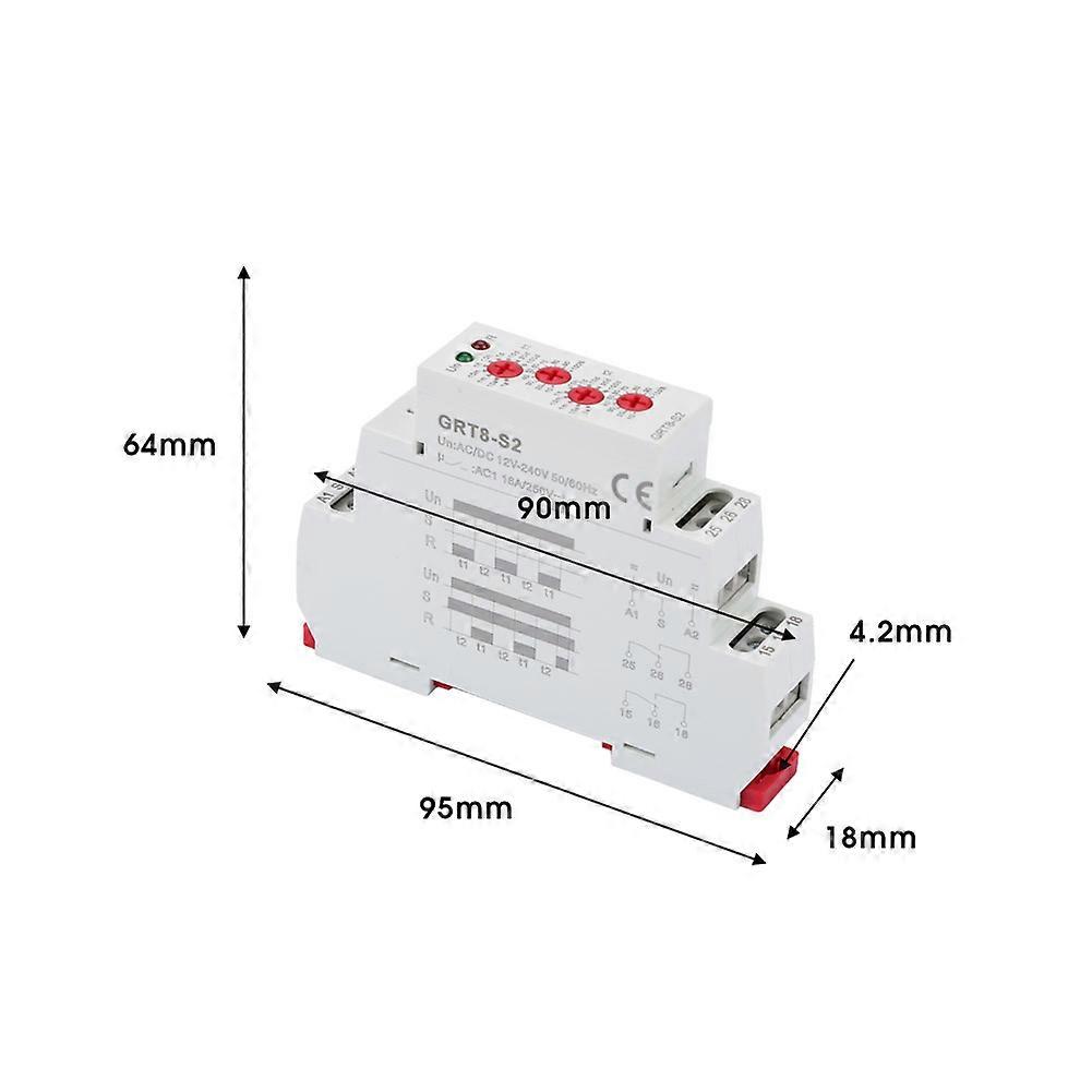 GRT8-S2 Mini Asymmetric Cycle Timer ON/OFF Repeat Cycle Time Relay AC ...