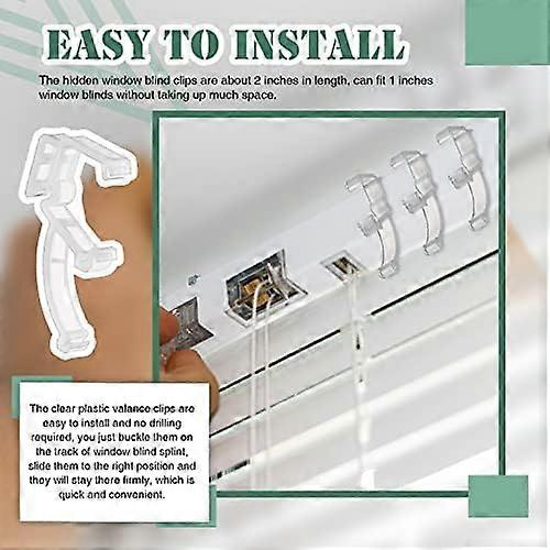 24 Pieces 2 Inch Valance Clips Clear Mini Blind Clips Hidden Window ...