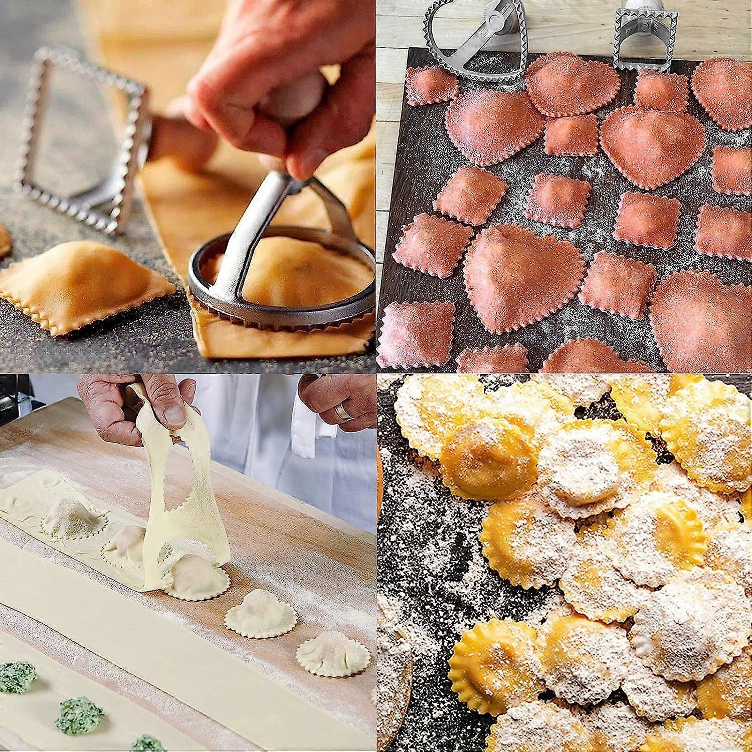 Ravioli Stamp Maker Cutter, Mold with Wooden Handle and Fluted Edge ...