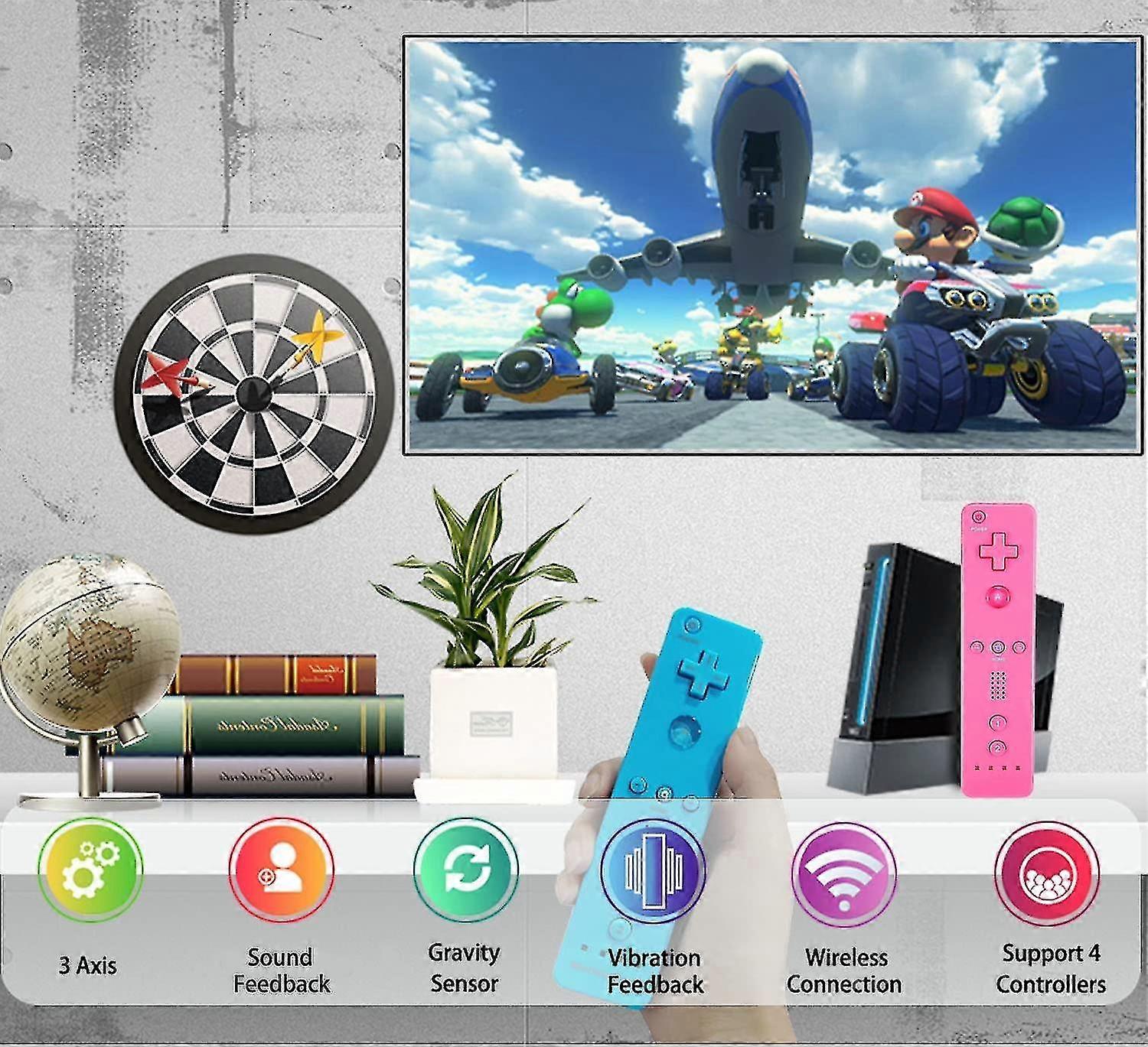 2 Pack Classic Wireless Controllers Compatible With Wii And Wii U, Game ...