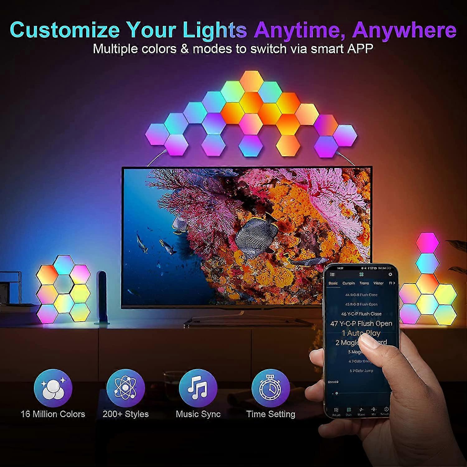 8 Pack Hexagon Light Panels - Smart Rgb Hexagon Led Lights Wall Lights ...