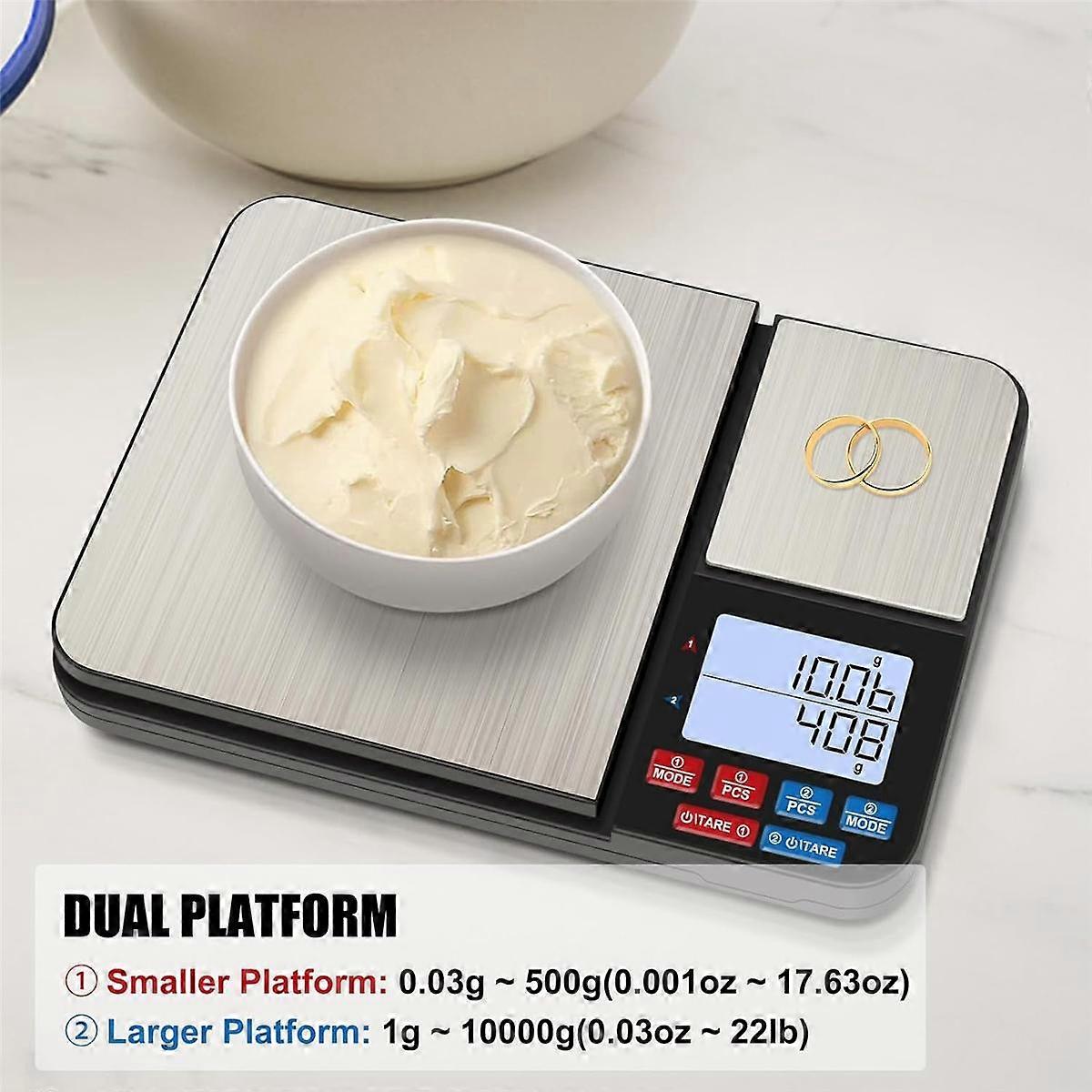 Dual Platform Kitchen Scale, [10Kg/0.01G] Weighing Scales Kitchen, High ...