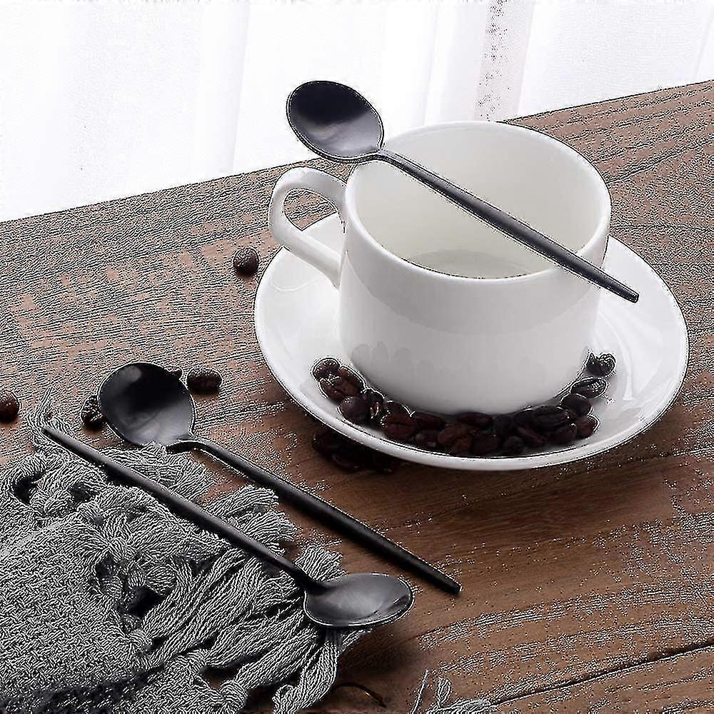 Espresso Coffee Spoons 12 Cm/4.8 Inch Small Round Dessert Spoon Black ...