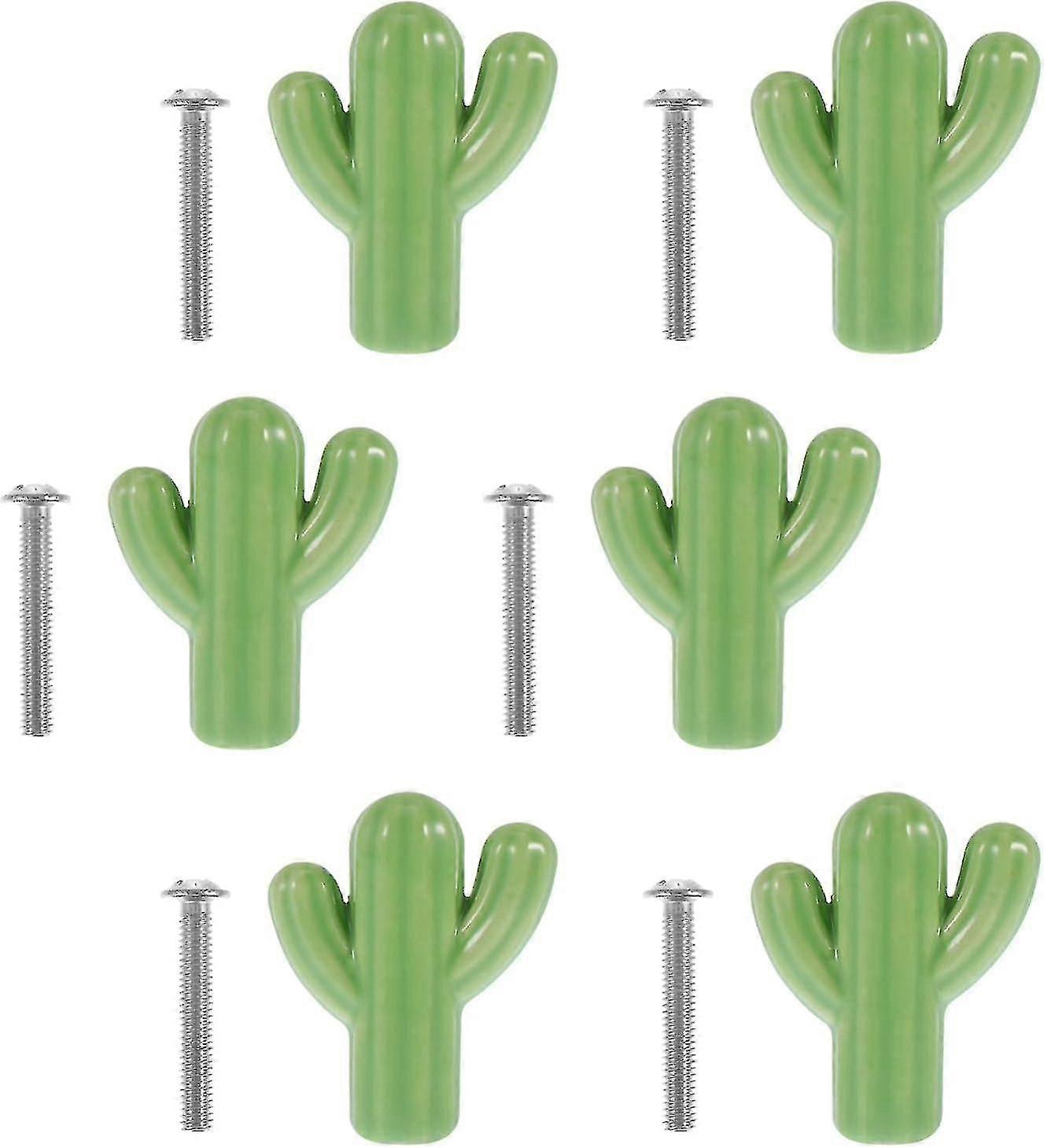 Set of ceramic cactus cabinet handles creative cute drawer handles ...
