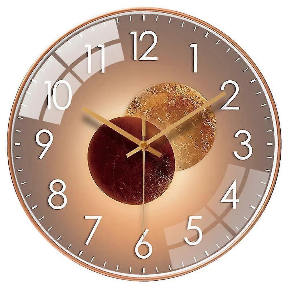 12 Inch Round Non-ticking Wall Clock, Large Number Modern Quartz ...