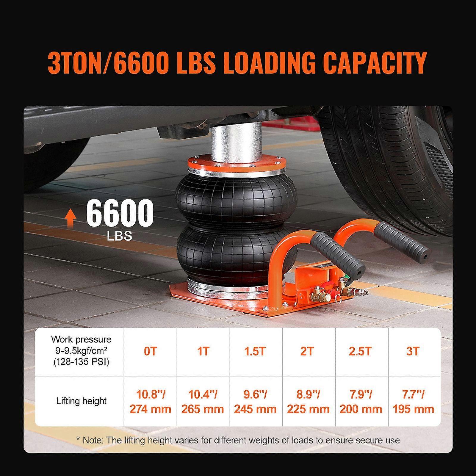 Air Jack, 3 Ton/6600 lbs, 3-8S Pneumatic Lifting Jack with Heightened ...