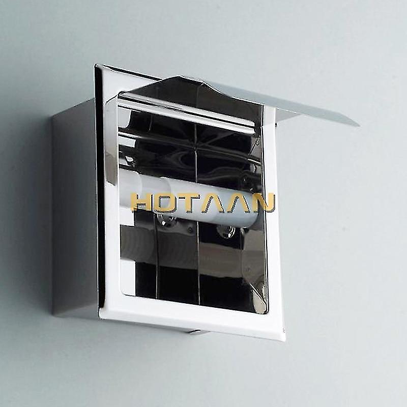Stainless Steel Bathroom Toilet Roll Paper Holder Box Concealed Wall ...