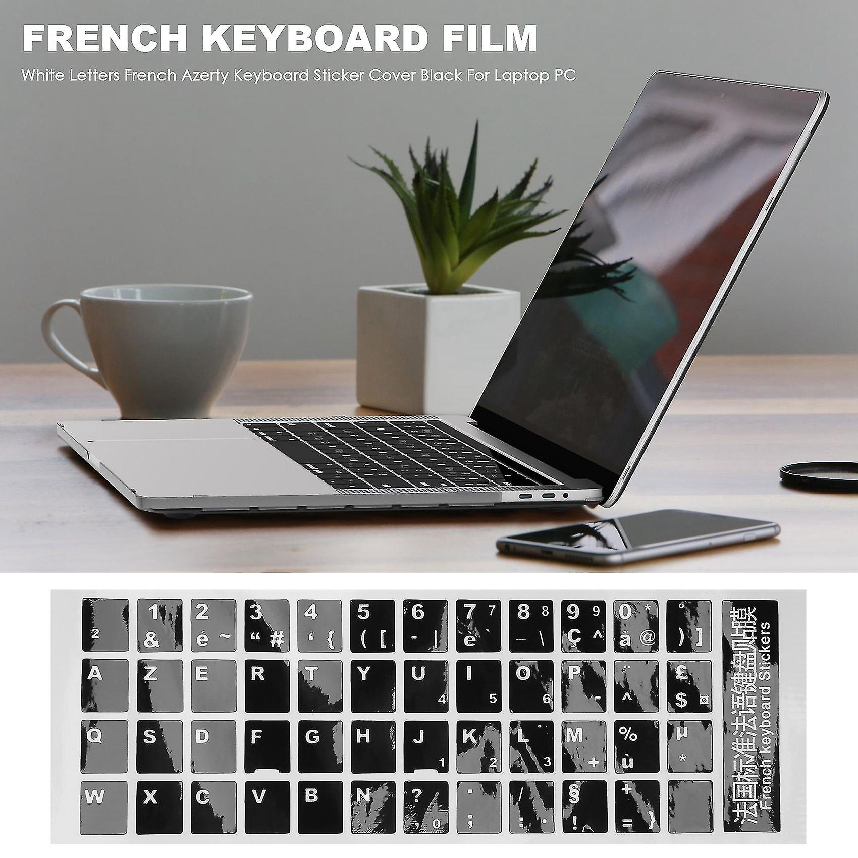 White Letters French Azerty Keyboard Sticker Cover Black For Laptop Pc ...