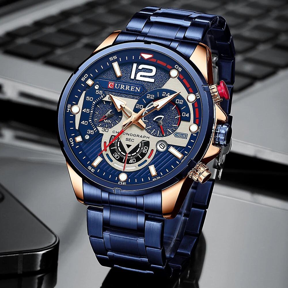 Klockor Herr Sport Quartz Chronograph Armbandsur Lyx Rostfritt Stål ...