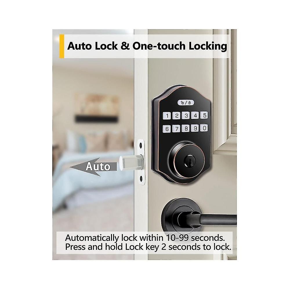 Keyless Entry Door Lock, Electronic Deadbolt With Keypad, Auto Front ...