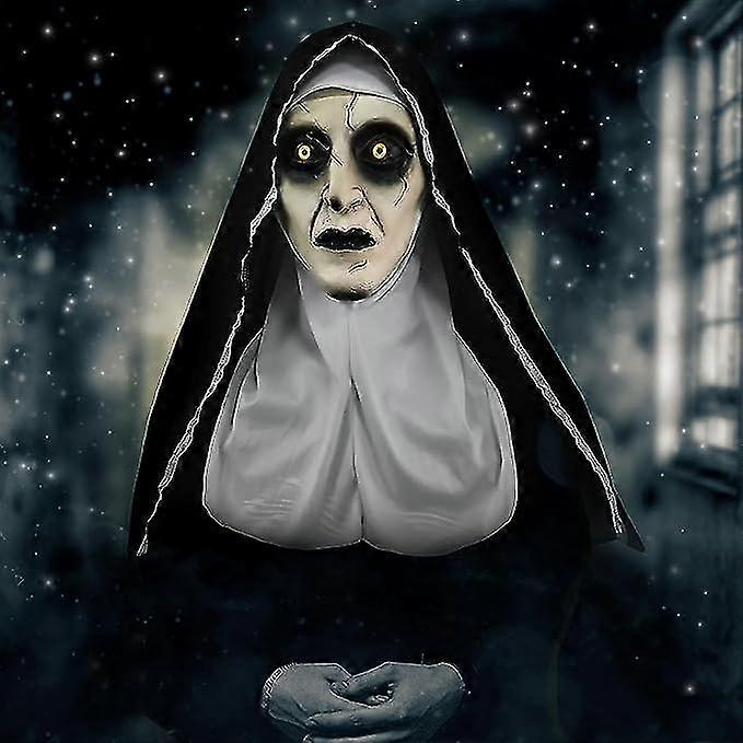 The Horror Scary Nun Latex Mask W/headscarf Valak Cosplay For Halloween ...
