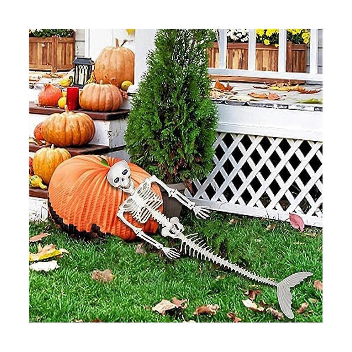 Mermaid Skeleton Halloween Outdoor Decorations, Scary Halloween ...